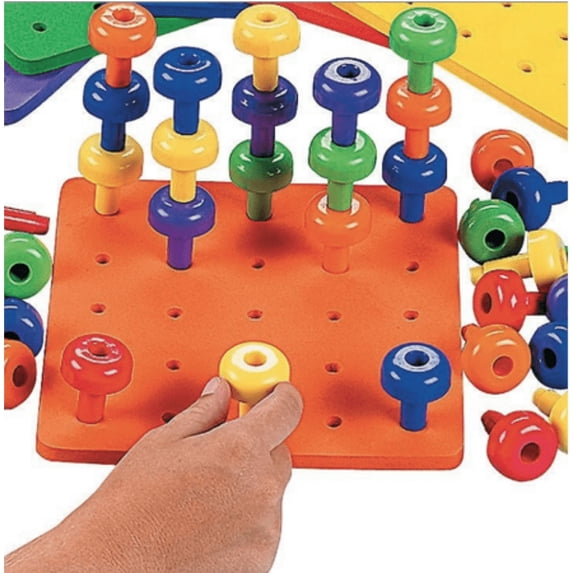 Stack It High! Kids Pegboard Toys - Toddler Learning Game with Foam ...