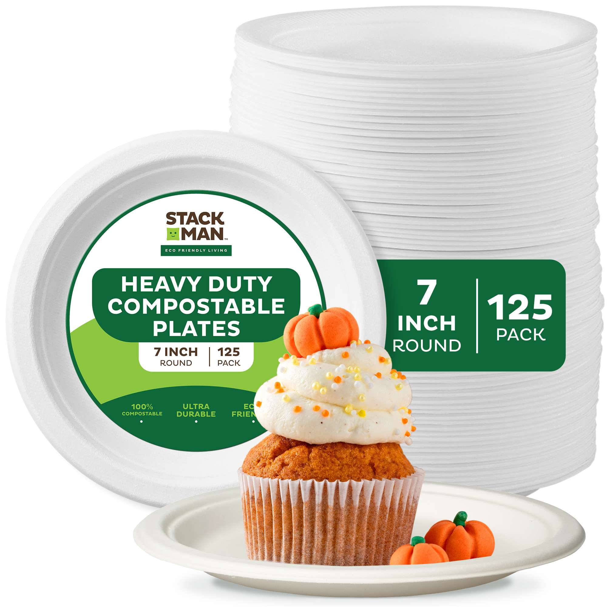 Stack Man 7 in. Small Dessert Disposable Paper Plates [125-Pack ...