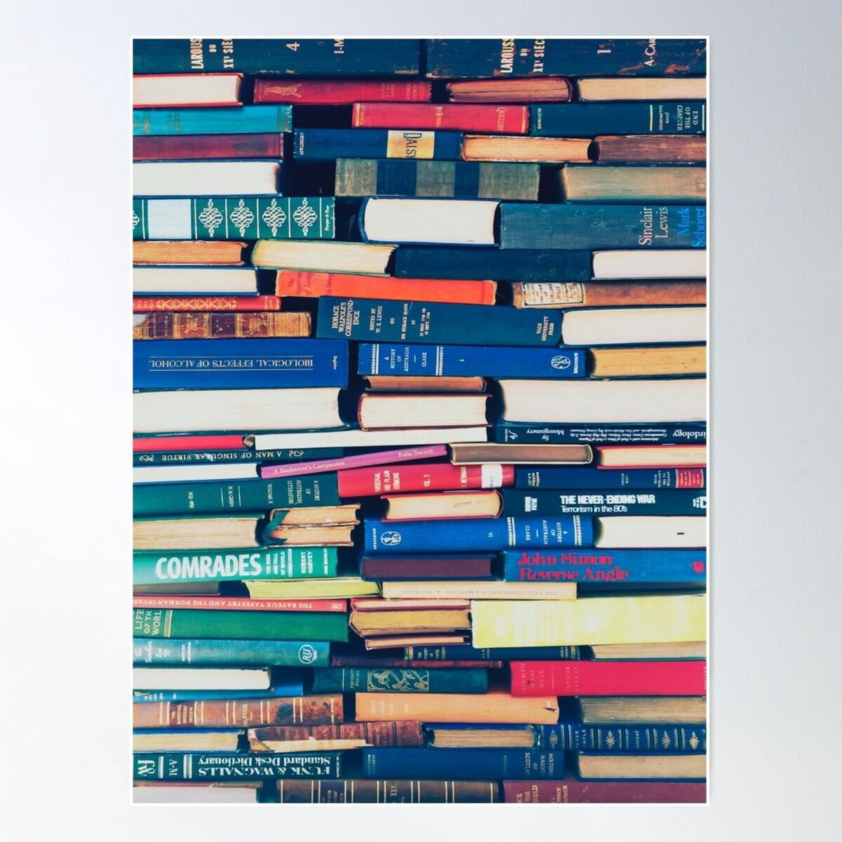 Stack Of Books Poster Wall Art, Modern Wall Decor For Living Room ...