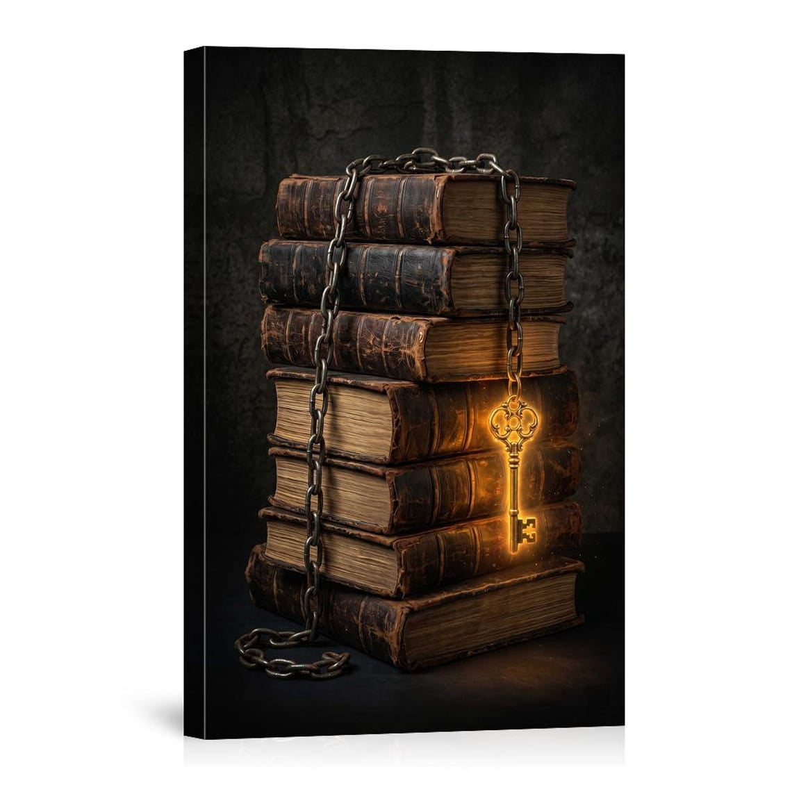 Stack Of Old Books With Golden Key Vintage Library Steampunk Knowledge ...