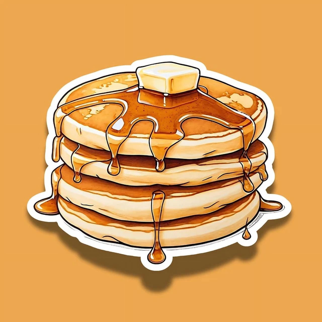 Stack Of Pancakes With Butter And Syrup Sticker Phone Decal Water ...
