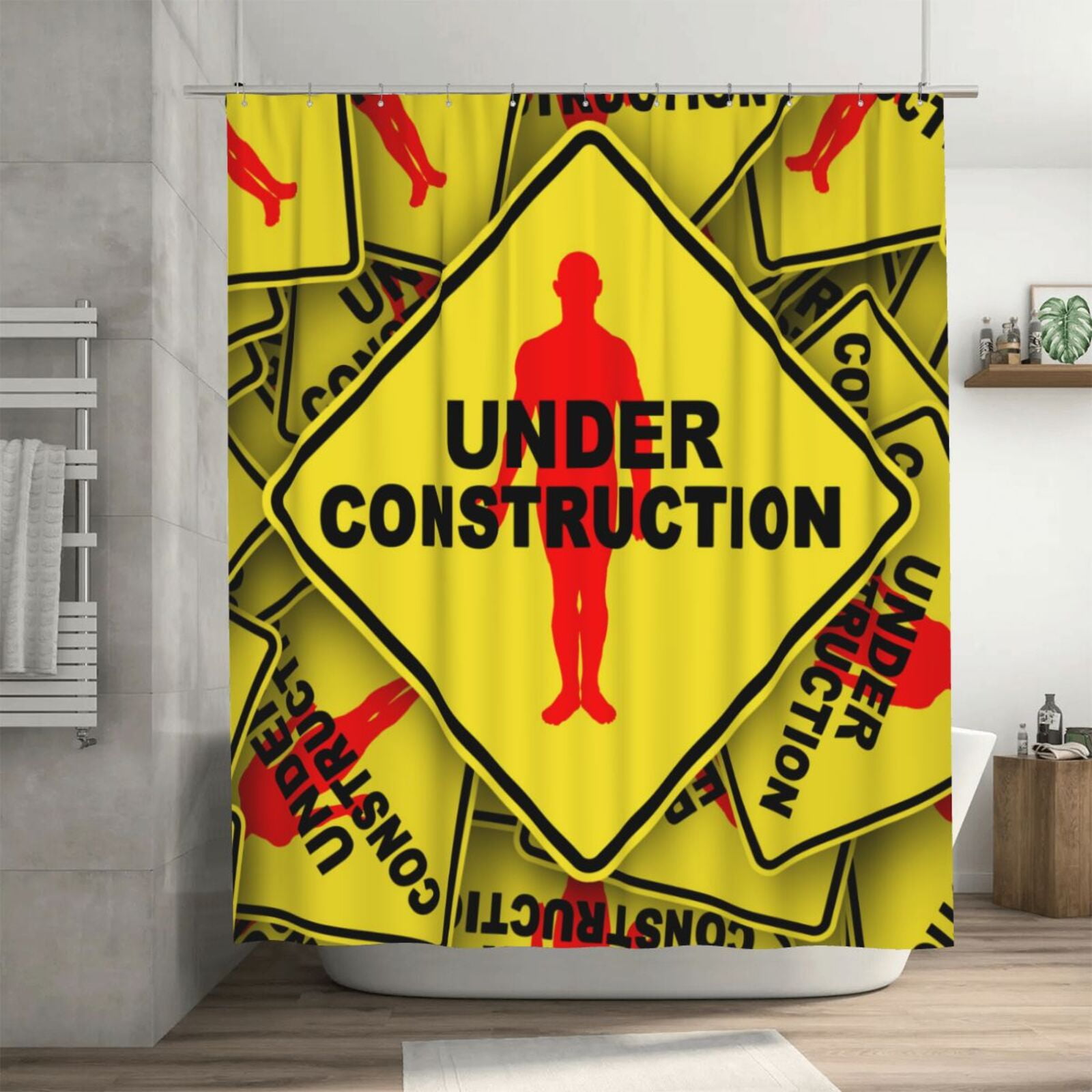 Stack Under Construction Pattern Shower Curtain, To Build Work ...