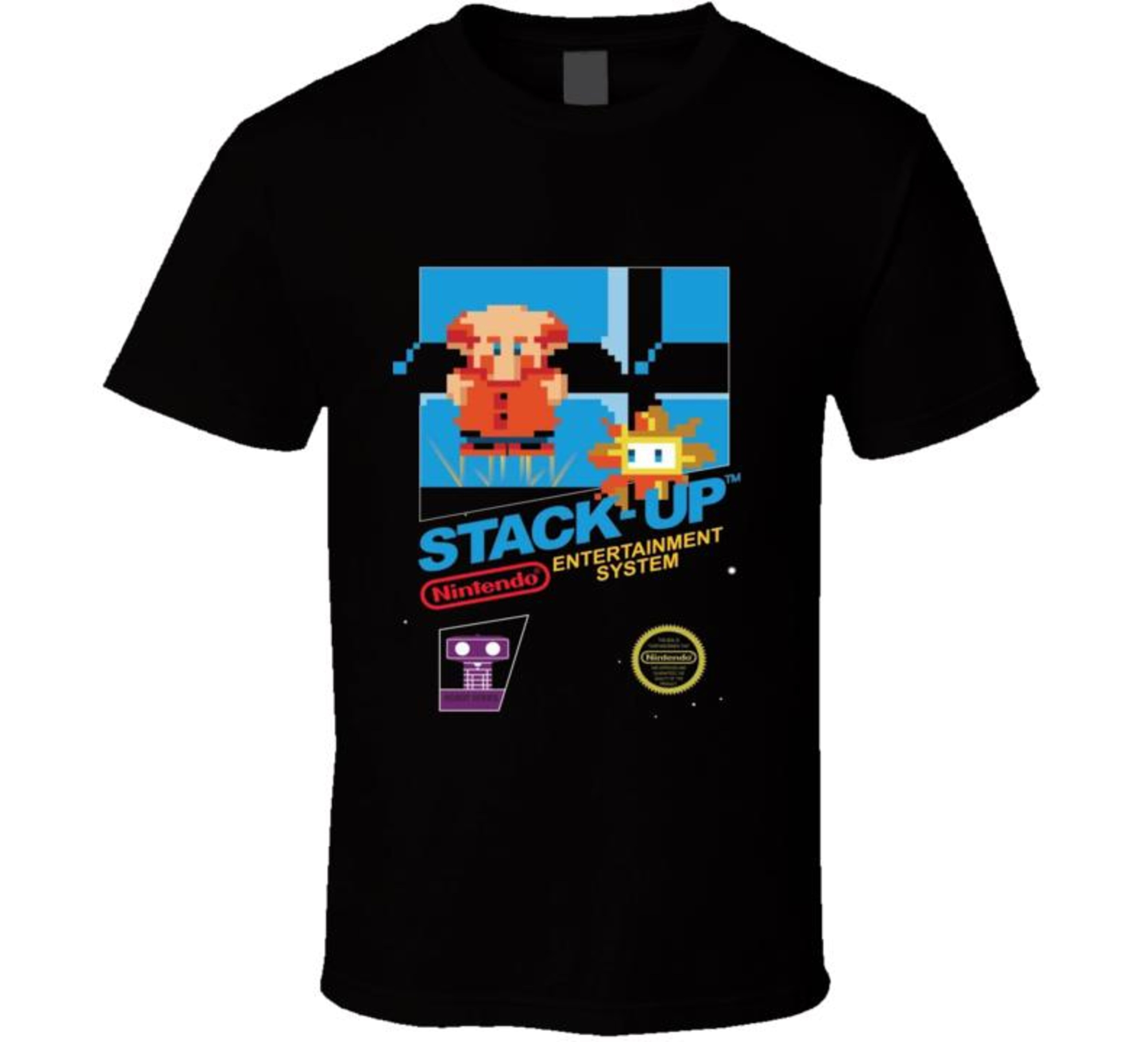 Stack Up NES Black Box Art Video Game T Shirt - Walmart.com