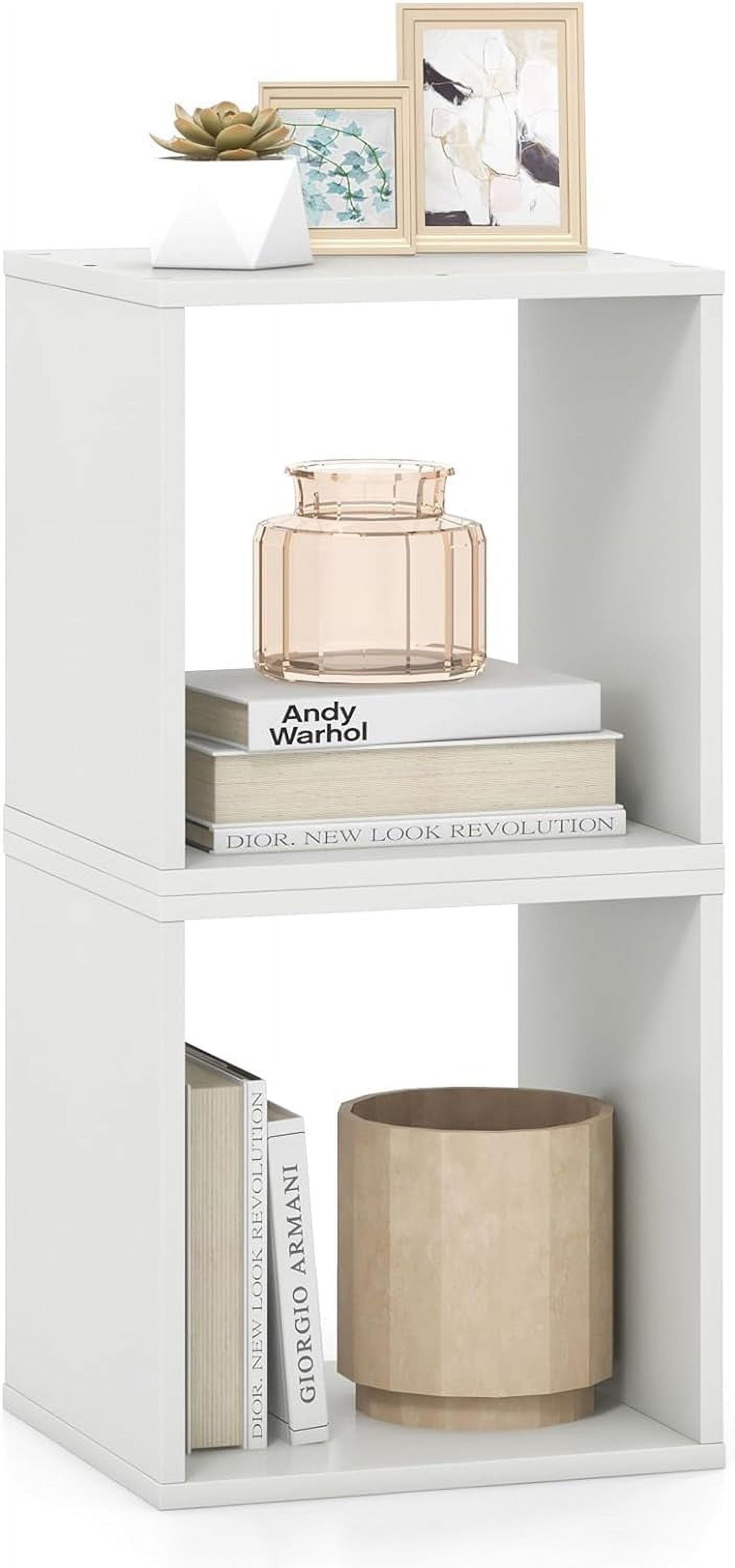 Stackable 2 Cube Storage Organizer, Freestanding Cubby Storage Bookcase ...