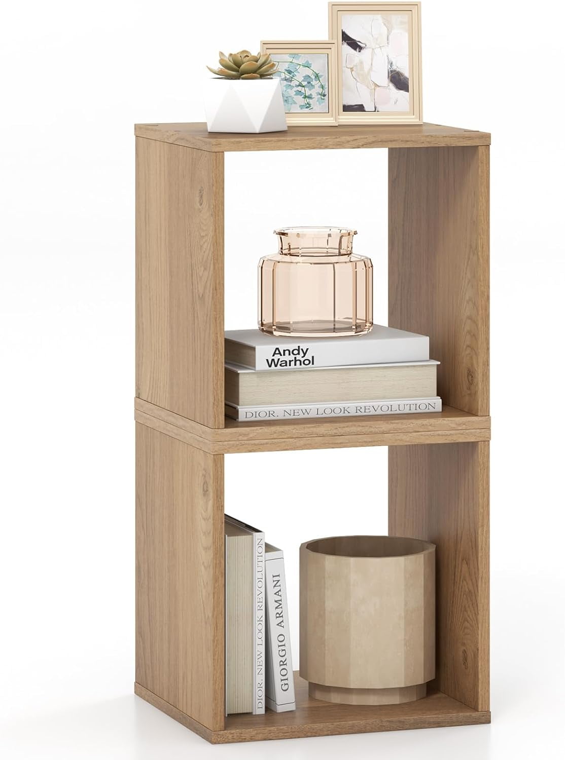 Stackable 2 Cube Storage Organizer, Freestanding Cubby Storage Bookcase ...