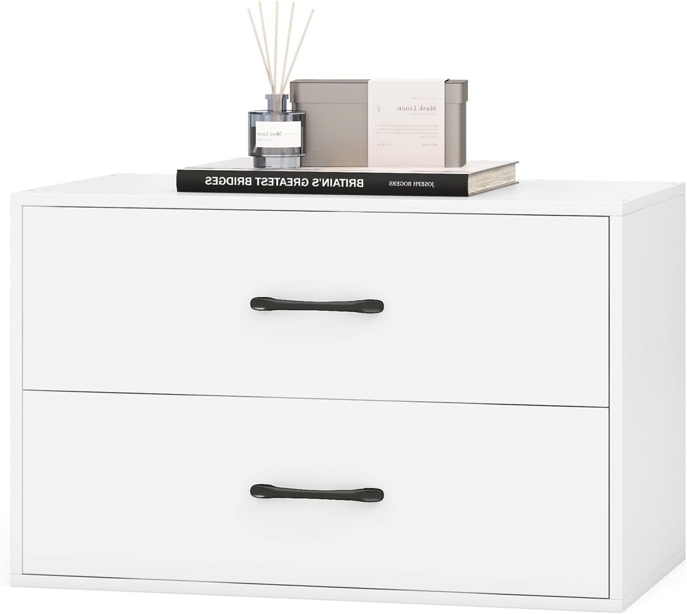 Stackable 2-Drawer Dresser, Wood Horizontal Storage Organizer with ...