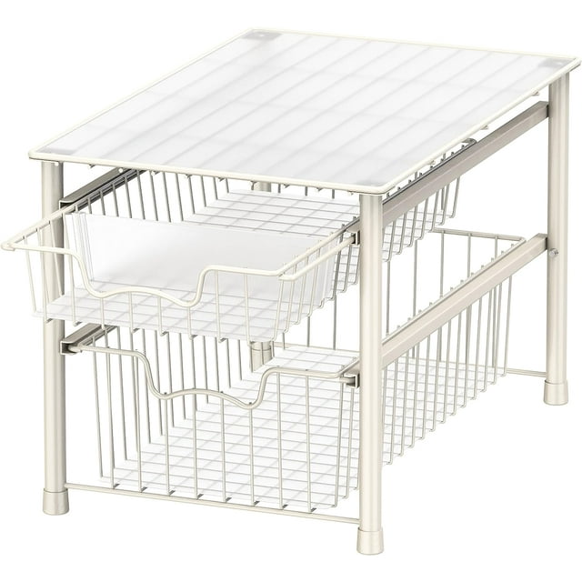 Stackable 2 Tier Basket Drawer, White - Walmart.com