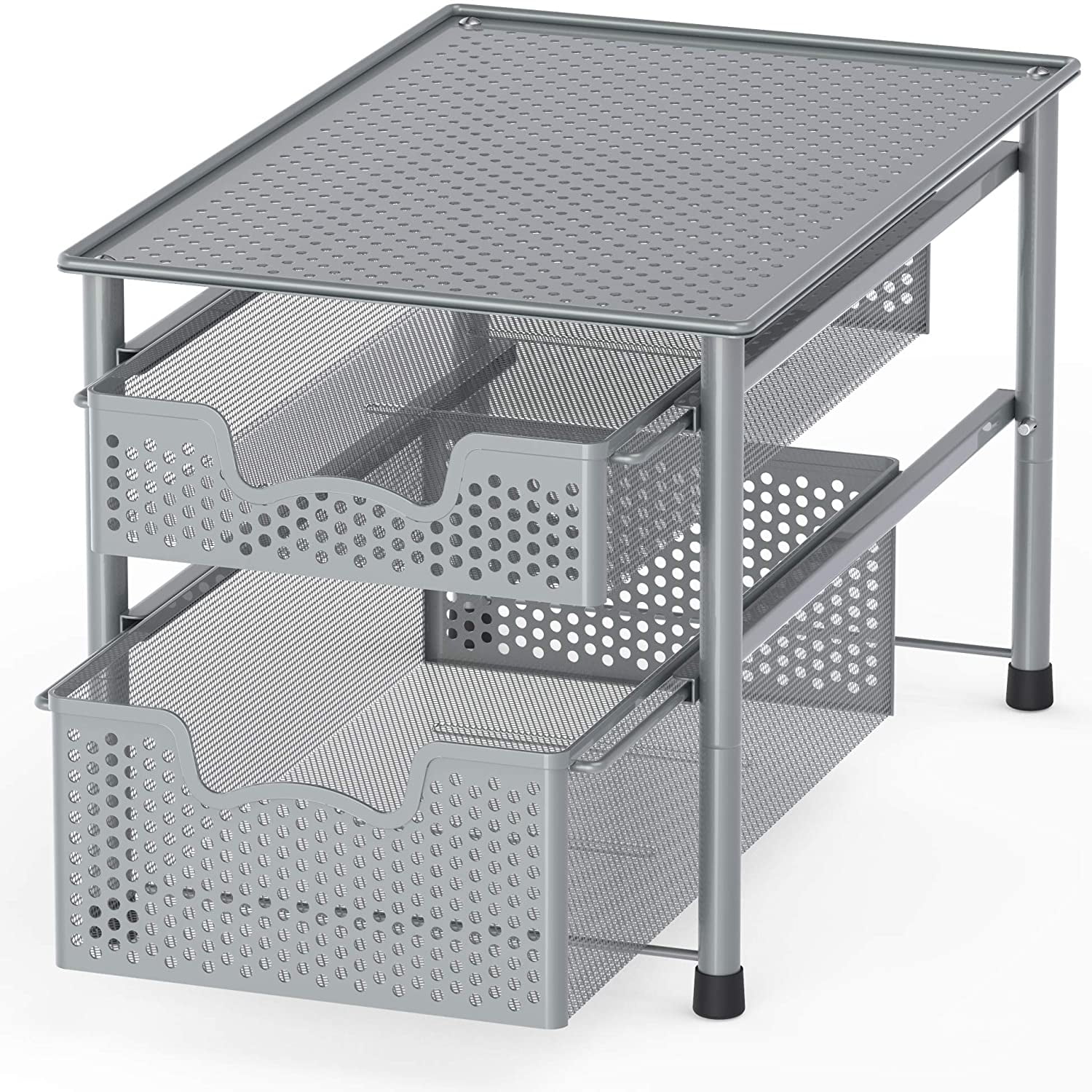 Stackable 2 Tier Sliding Basket Organizer Drawer, Silver - Walmart.com