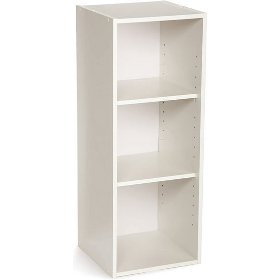 Stackable 3-Shelf Organizer White Free-Standing Shelving Rack Unit ...