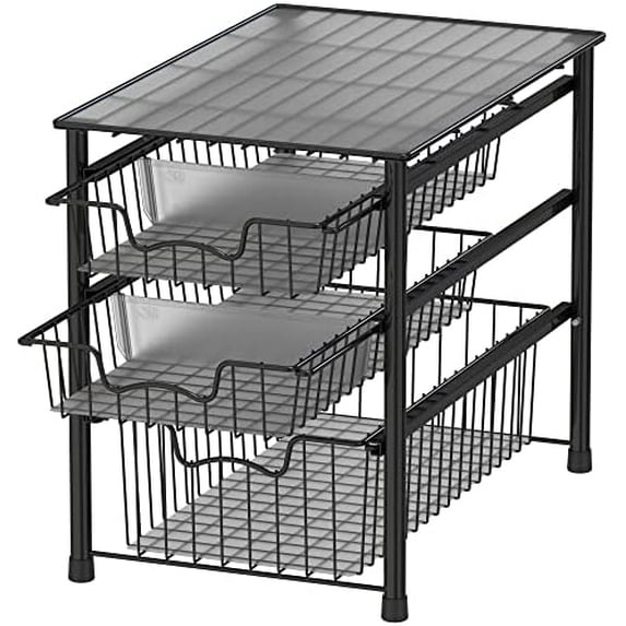 Stackable 3 Tier Sliding Basket Organizer Drawer, Chrome - Walmart.com