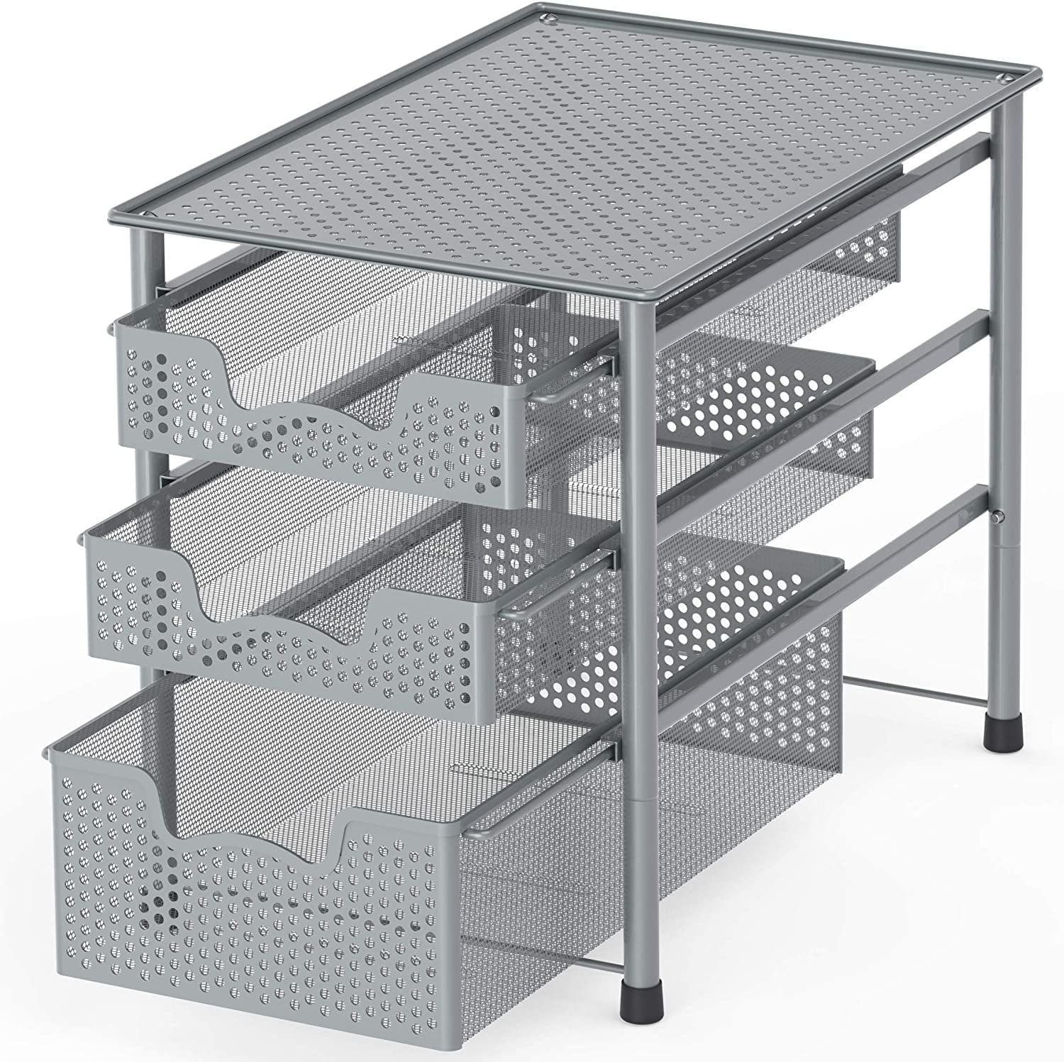 Stackable 3 Tier Sliding Basket Organizer Drawer, Silver - Walmart.com