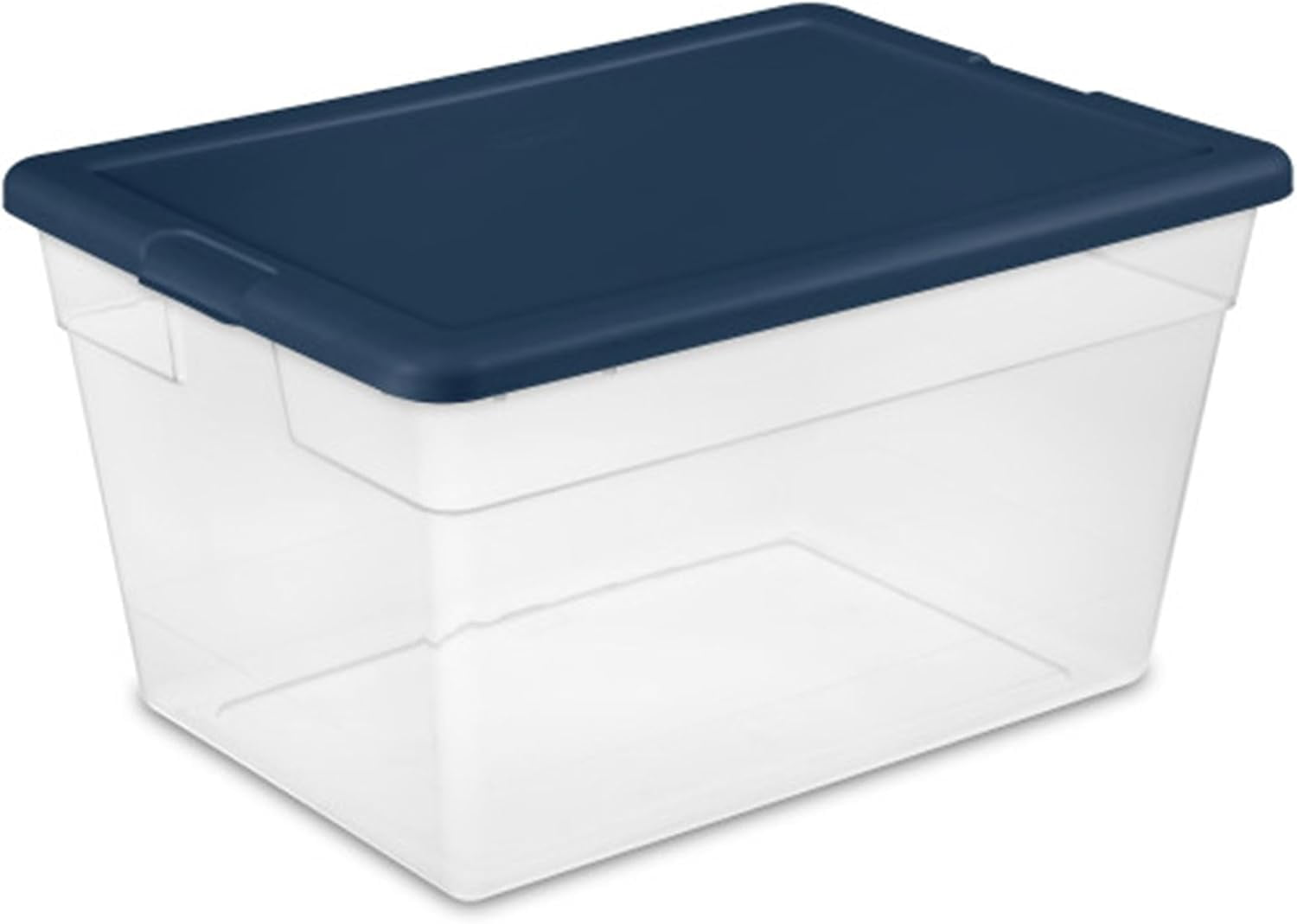 Stackable 56 Quart Clear Home Storage Box with Handles and Marine Blue ...