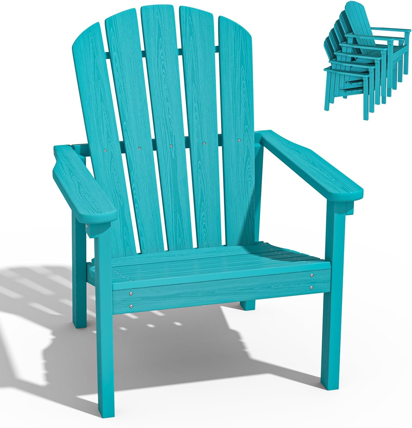 Stackable Adirondack Chair - All-Weather HDPE Outdoor Patio Chair ...