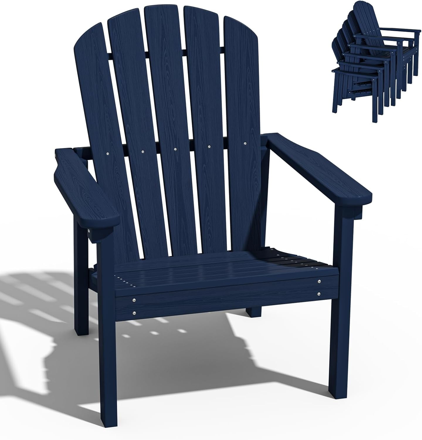 Stackable Adirondack Chair - All-Weather HDPE Outdoor Patio Chair ...