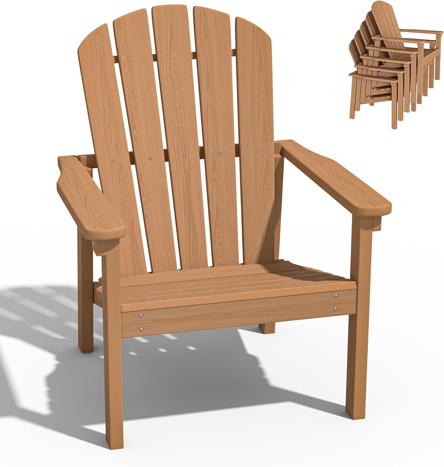 Stackable Adirondack Chair - All-Weather HDPE Outdoor Patio Chair ...