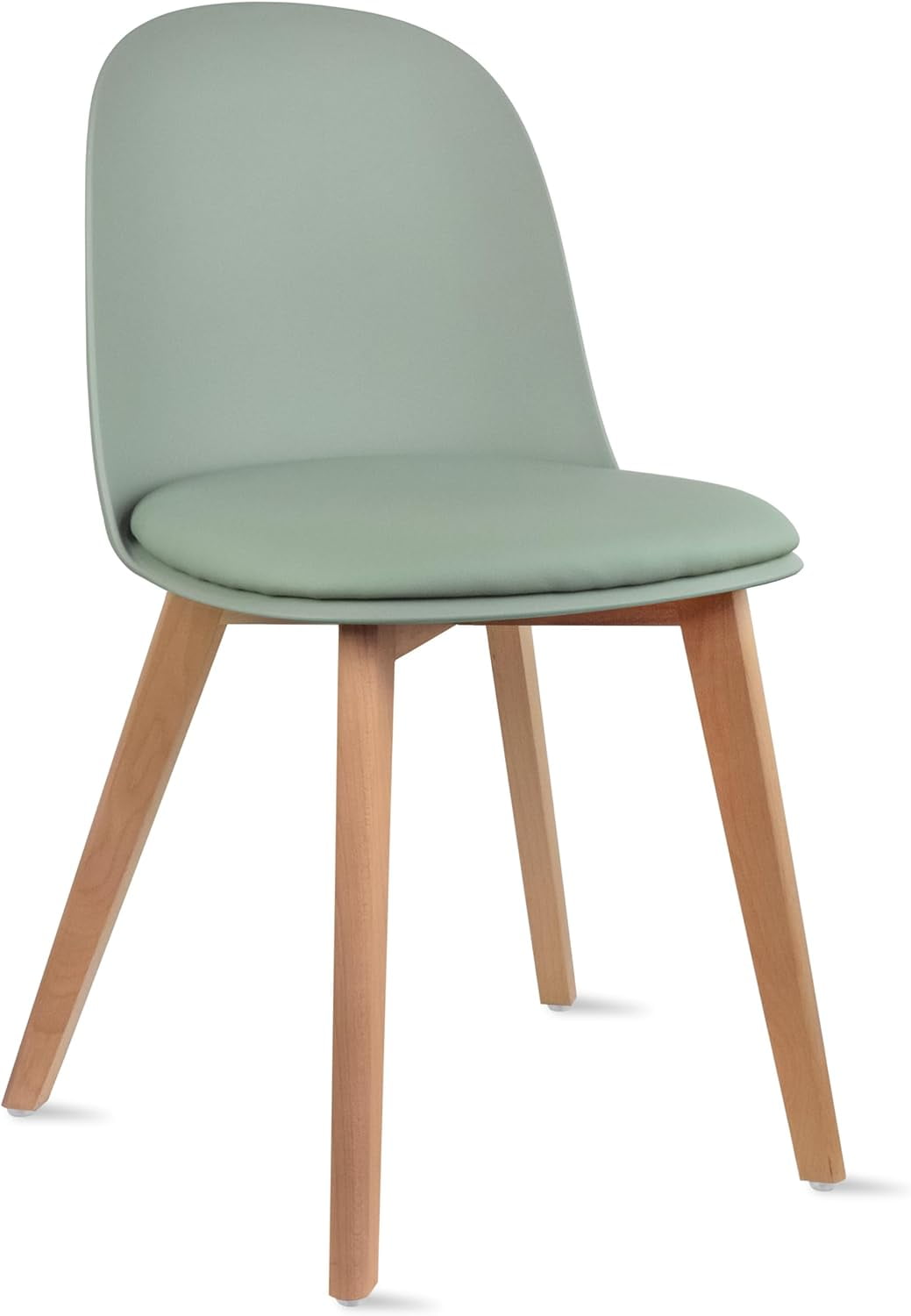 VTGUBUI Stackable Armless Dining Chair | Plastic Shell Seat with Wooden ...