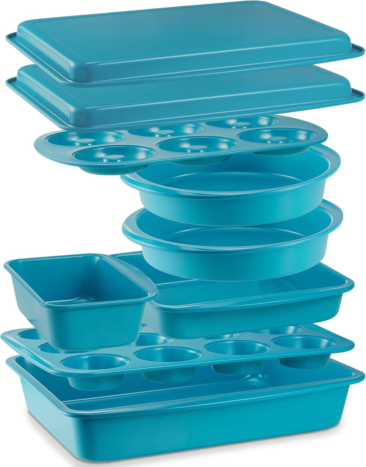 Stackable Bakeware Set, 9-Piece Baking Pans Set with Non-Stick Coating ...