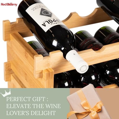 Stackable Bamboo Wine Rack for 72 Bottle, 8-Tier and Sturdy, Free Standing, Modular Wine Storage ...