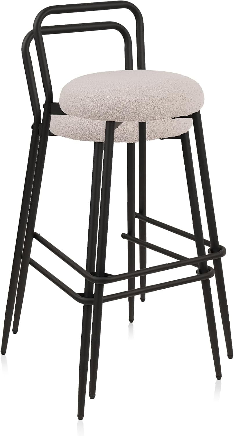 Stackable Bar Stool Set of 2, Counter Height Bar Stools, 28 Inches ...