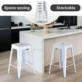 Stackable Bar Stools Set of 2, 24 Inch Metal Counter Height Stools for ...