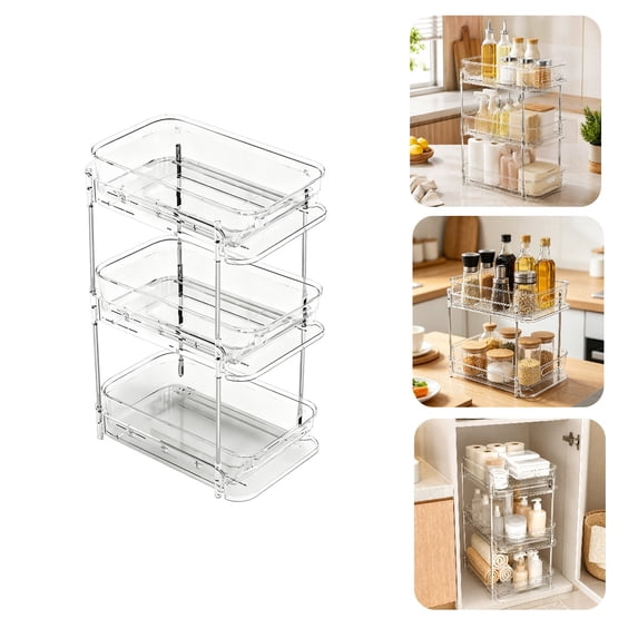 Stackable Bathroom Cabinet Organizer Pull-Out Kitchen Pantry Organizer ...