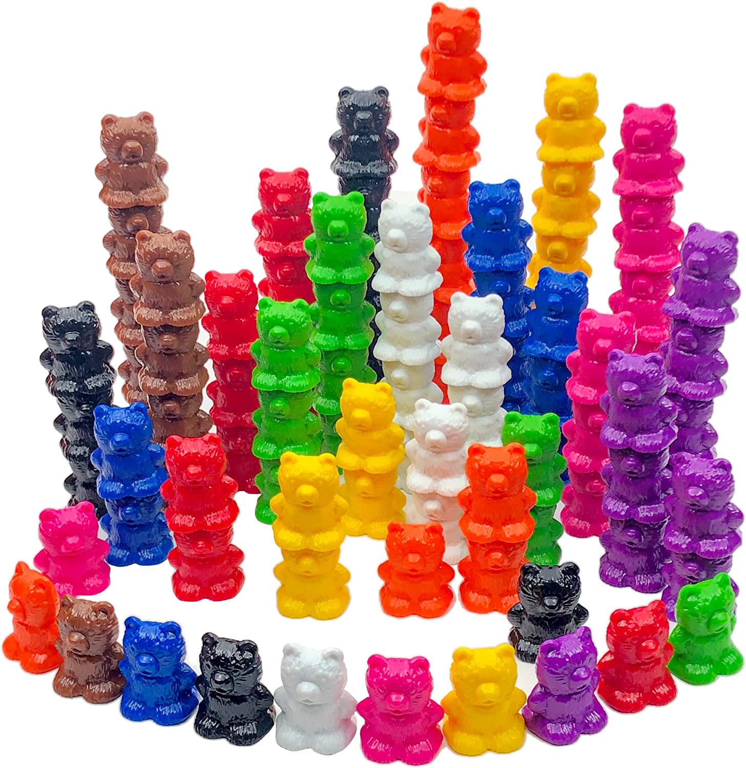 Stackable Bears Color Sorting Toys for Toddlers 100 pc - Montessori ...