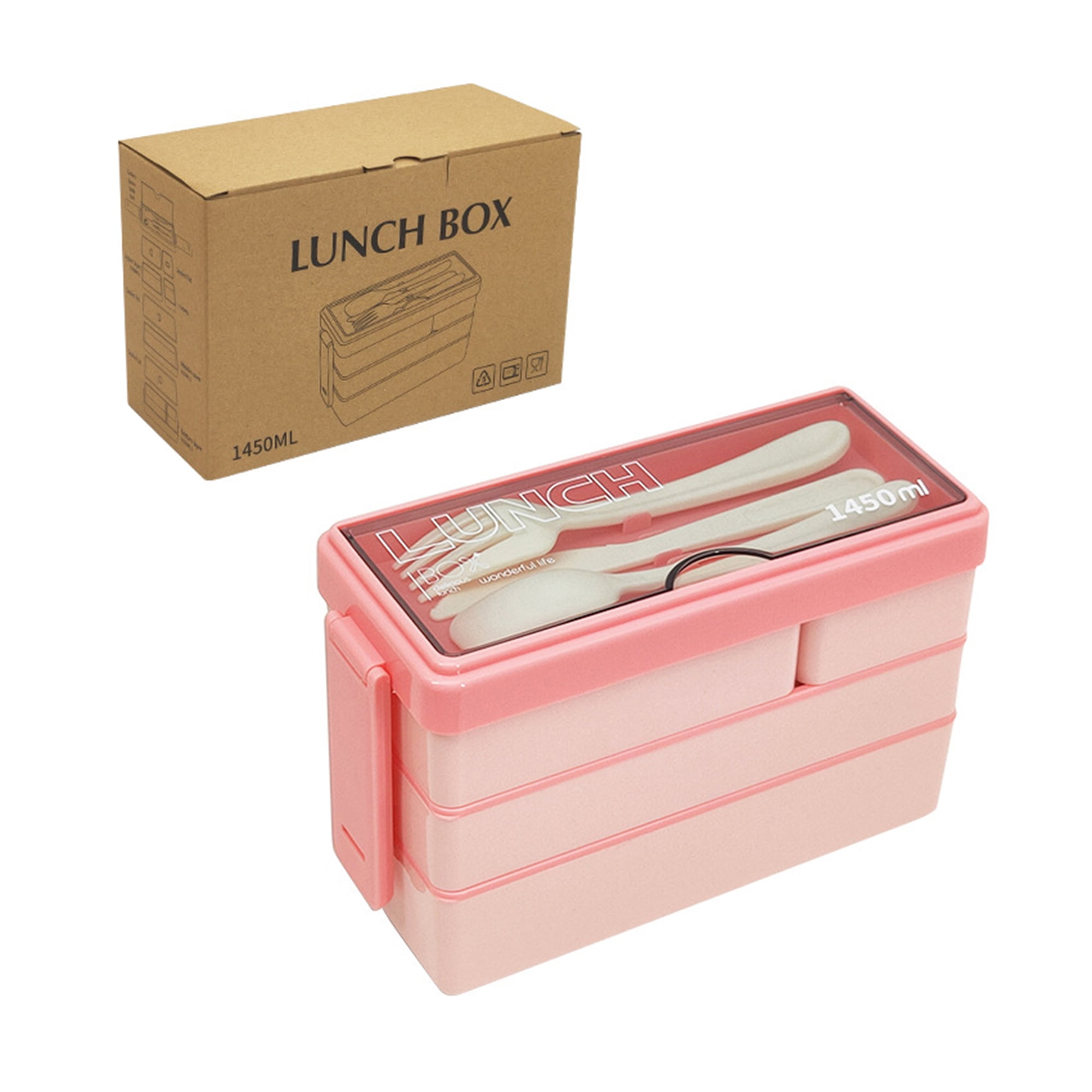 Stackable Bento Box Leak-Proof Lunch Container with Utensils - Walmart.com