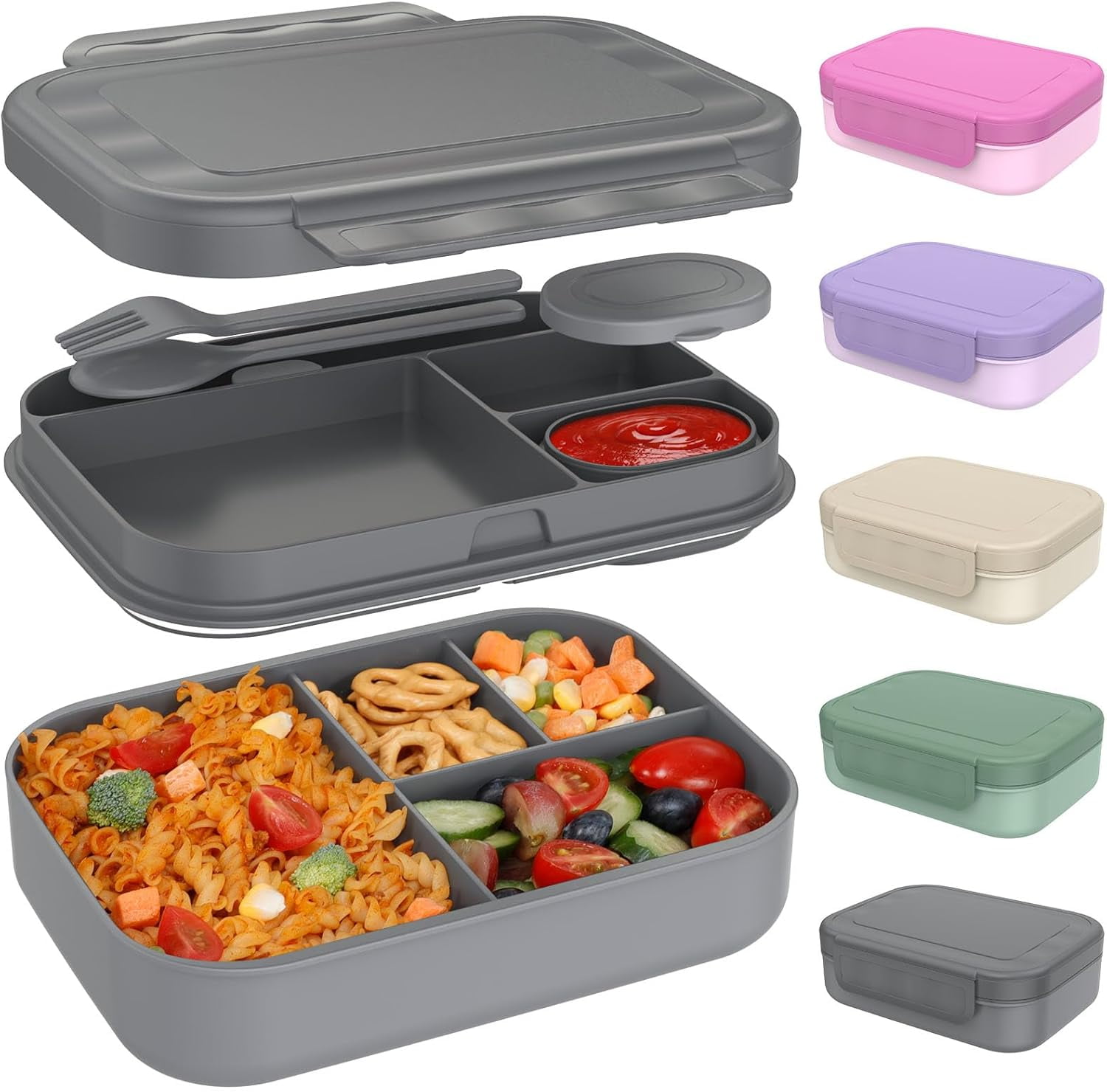 Stackable Bento Lunch Box for Adult & Teens - Reinforced Leak-Proof ...