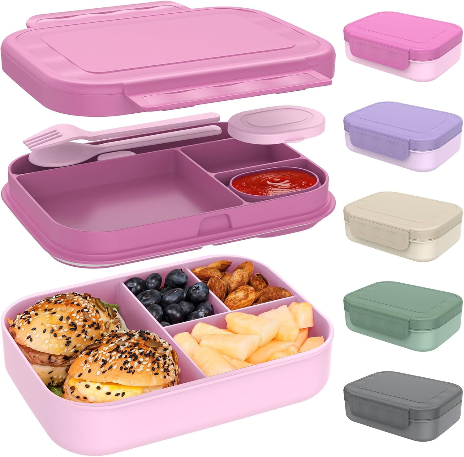 Stackable Bento Lunch Box for Adult & Teens - Reinforced Leak-Proof ...