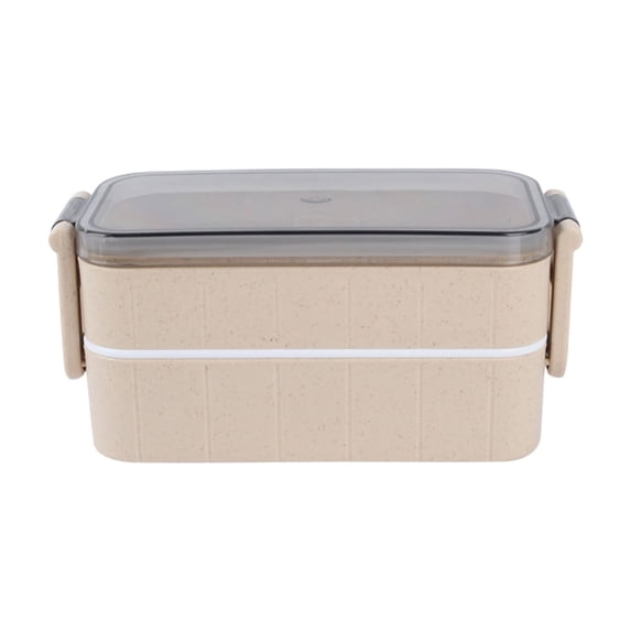 Stackable Bento Lunch Box Kit, 2-In-1 Compartment Wheat Straw Lunch ...