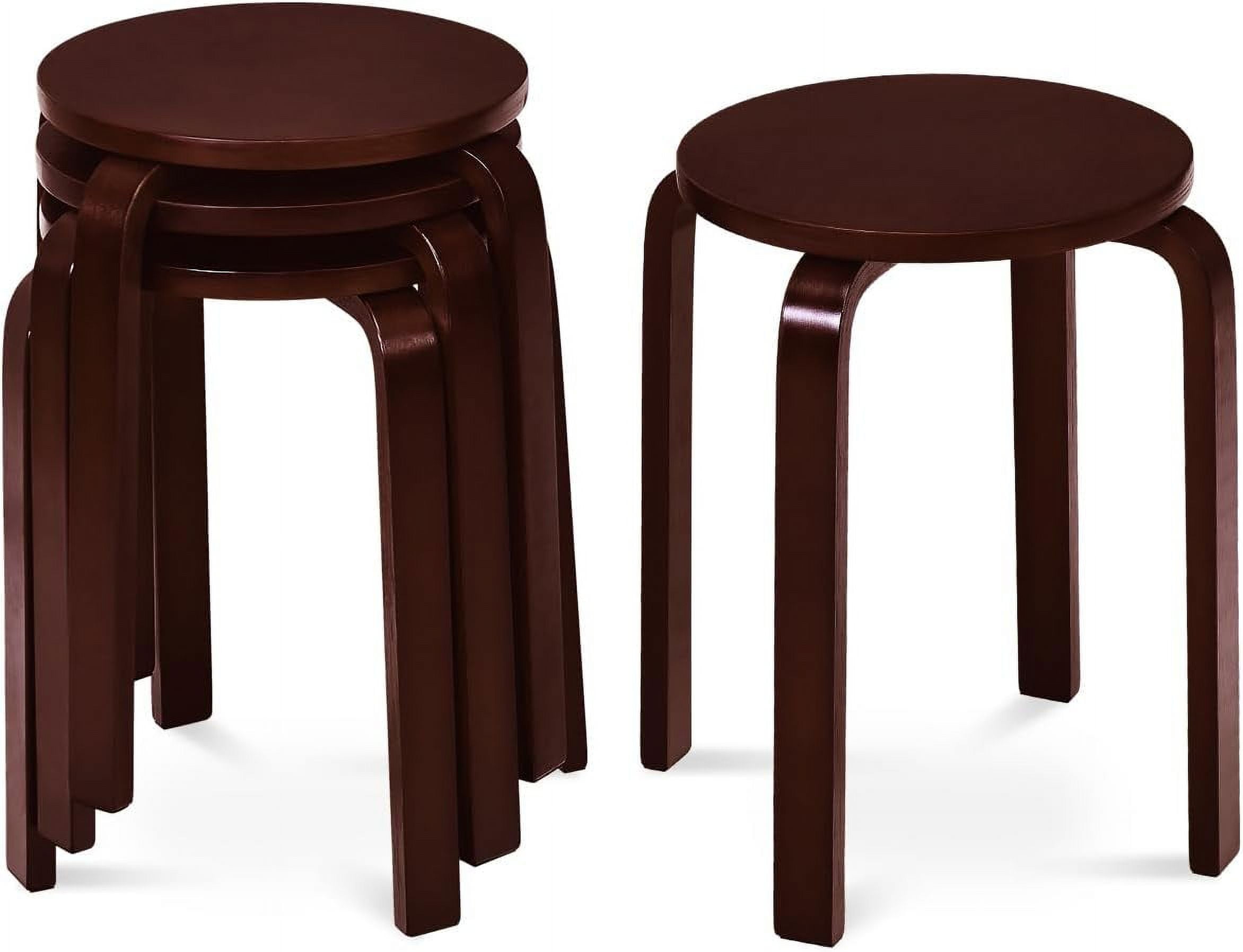 Stackable Bentwood Stools Set of 4, 18-Inch Height Backless Counter ...
