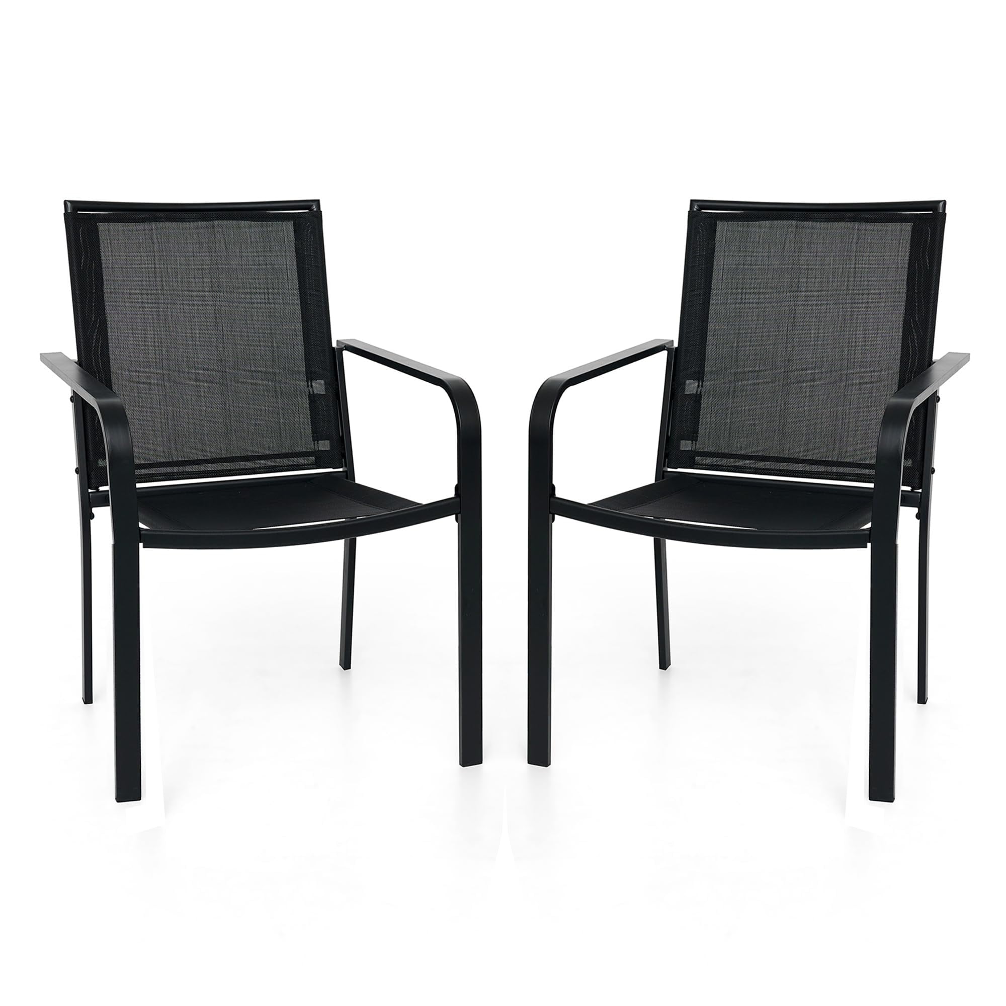 Stackable Bistro Chairs Set of 2, Heavy Duty Steel Frame and Quick Dry ...