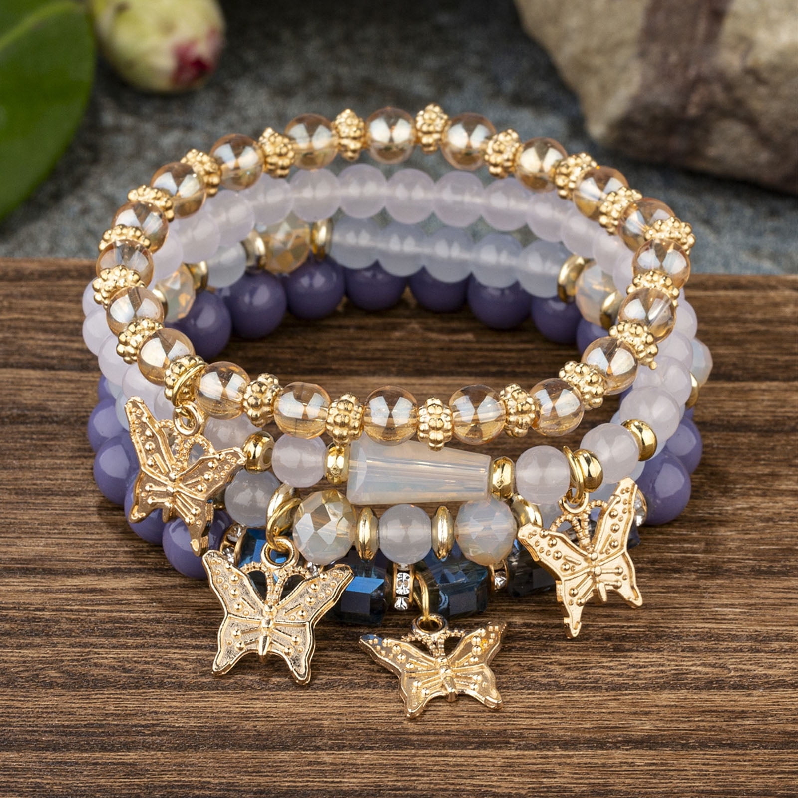 Stackable Boho Bracelets for Women Teen Girls 4 Pcs Set, Cute Bead ...