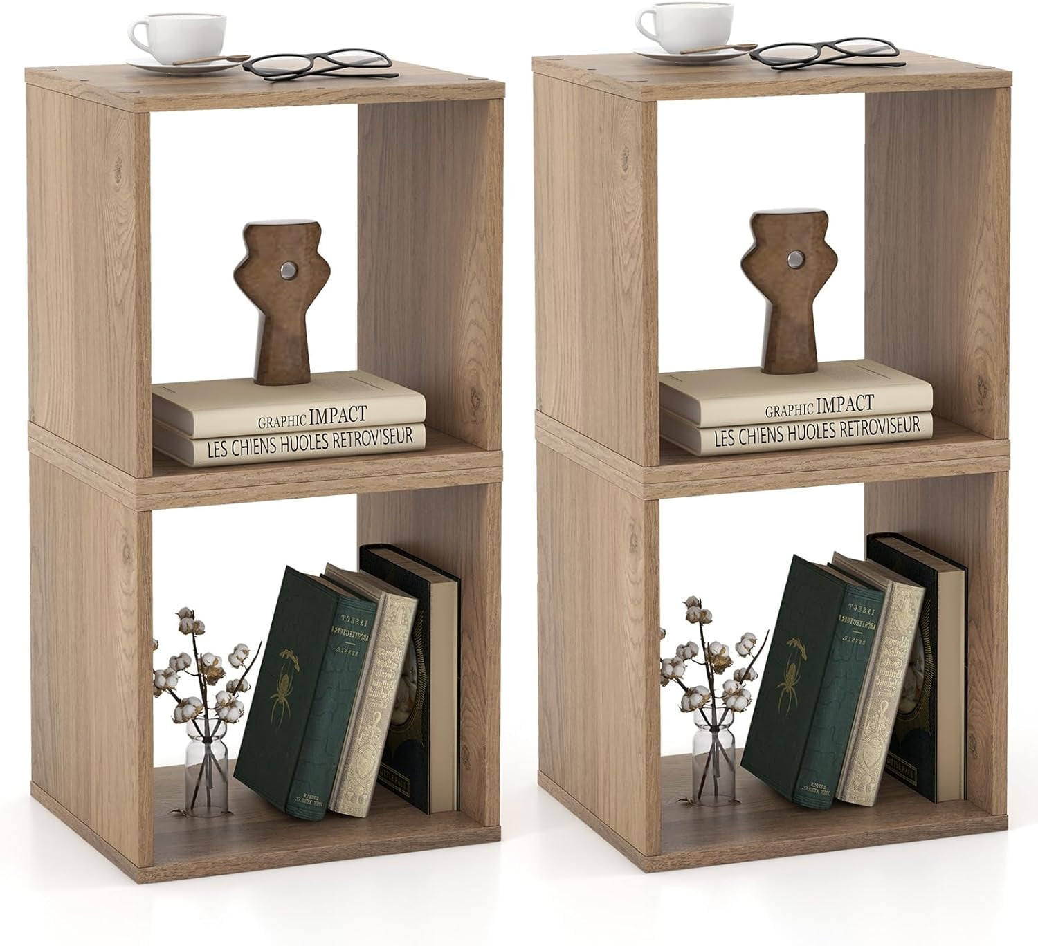 Stackable Bookshelf Cubes, Cubical Storage Organizer with Removable ...