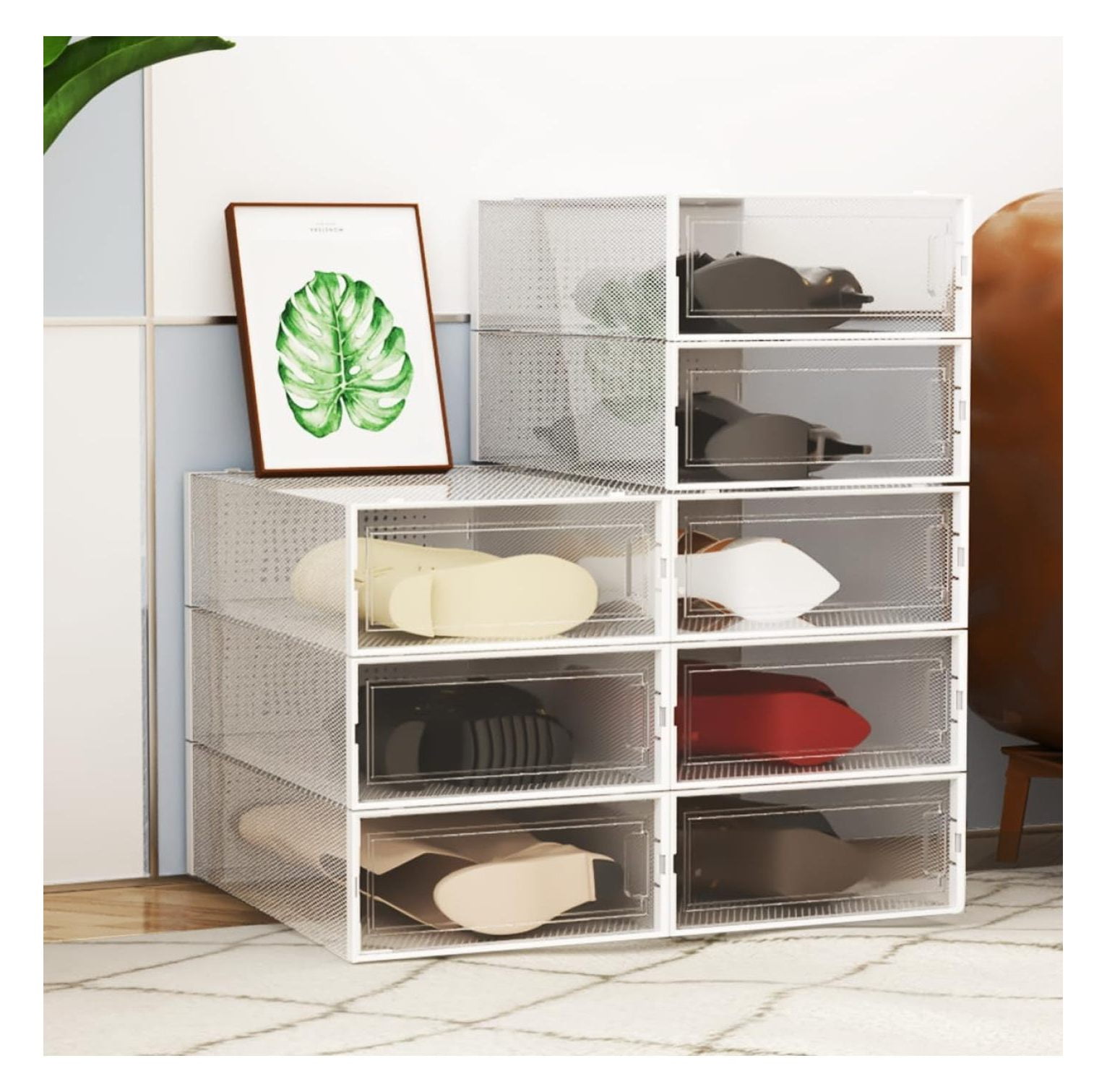 Stackable Boots Storage Box, 8 Pack Stackable Boots Organizer and ...