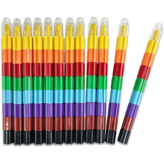 Stackable Buildable Crayons, 8-Color Art Supplies for Creative Fun, 12 ...