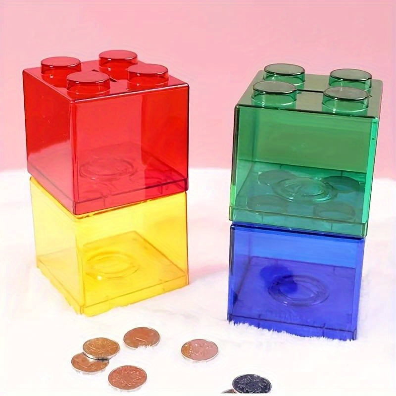 Stackable Building Blocks Coin Bank - Waterproof Plastic Money Saving ...