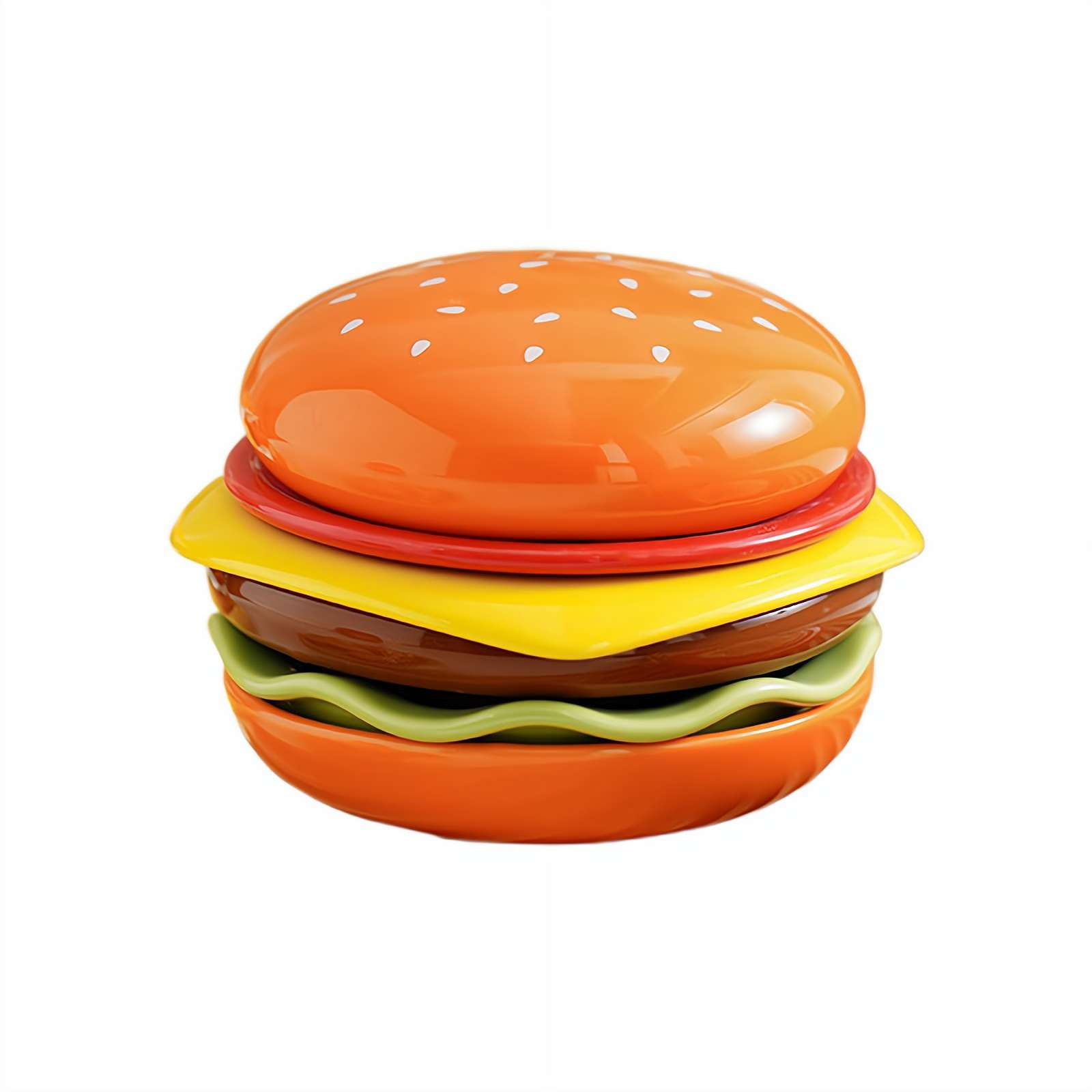 Stackable Burger Plate Set - 6-Layer Mini Ceramic Dishes with Design ...