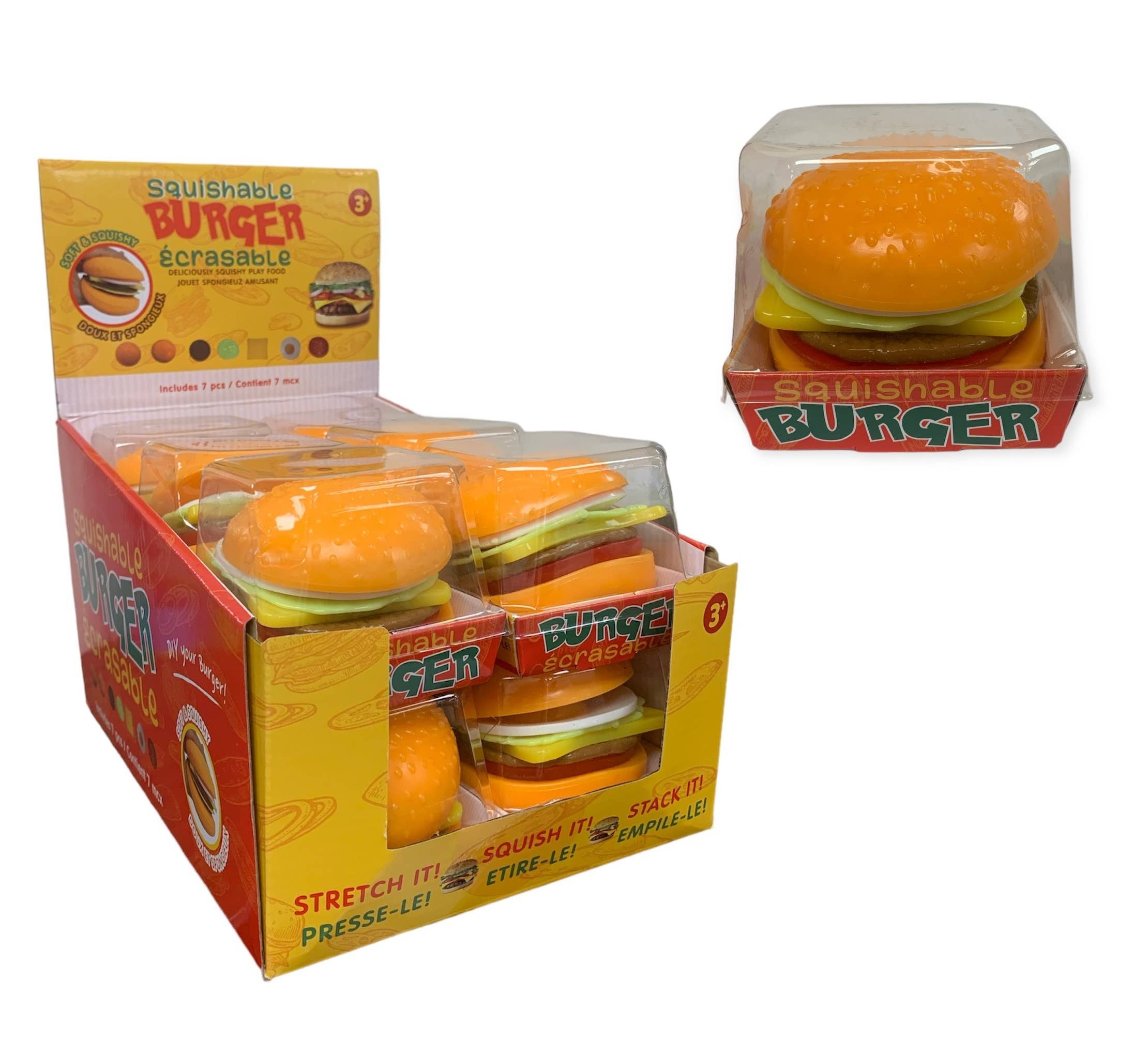 Stackable Burger with Squishy Dough Bun - 7 Piece Set (One Burger ...
