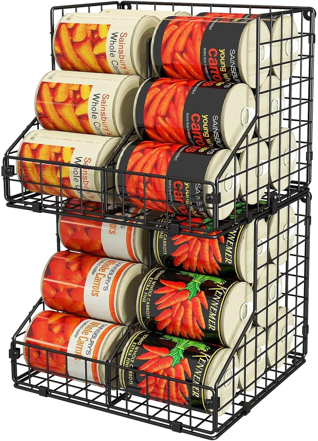 Stackable Can Organizer for Pantry with 2 Adjustable Dividers, Soda Can ...