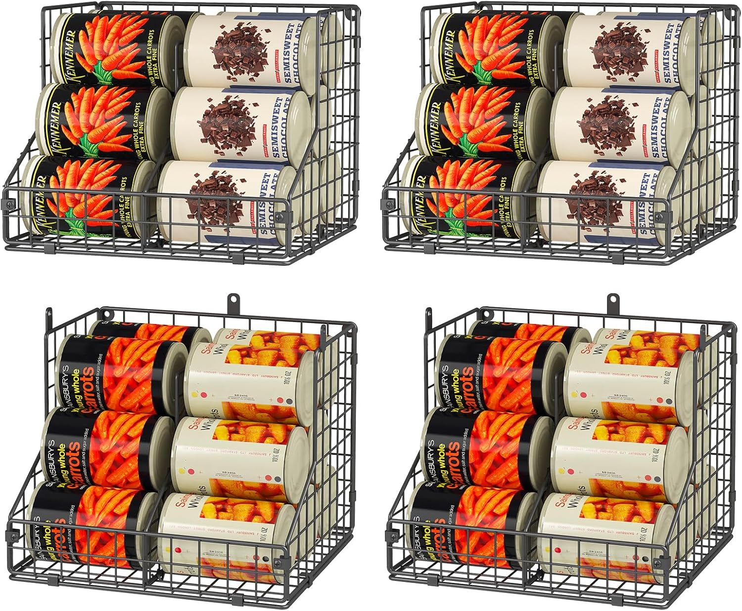 Stackable Can Organizer for Pantry with 2 Adjustable Dividers, Soda Can ...