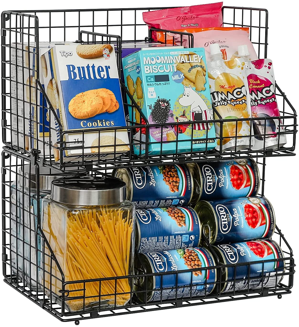 Stackable Can Organizer for Pantry,2 Tier Soda Can Organizer with 4 ...