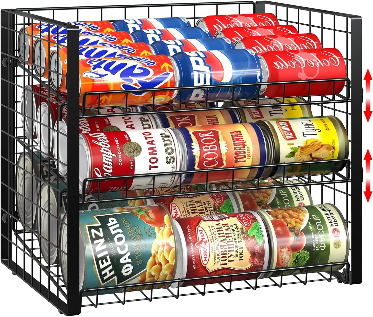 Stackable Can Rack Organizer for Pantry, Adjustable Can Storage Holder ...