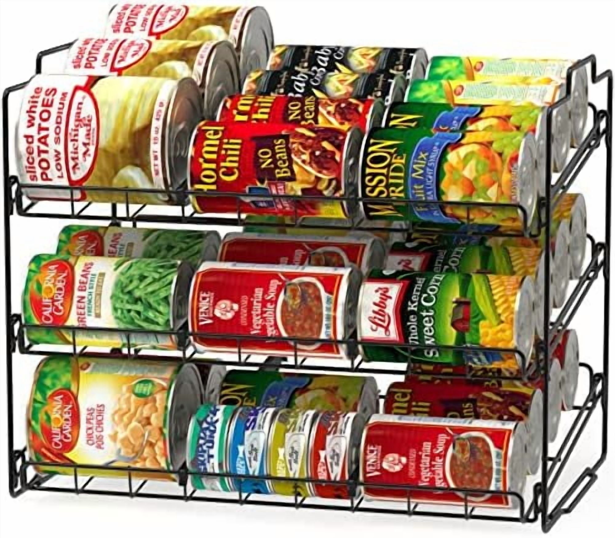 Stackable Can Rack Organizer for Kitchen and Pantry, 3 Tier, Black ...