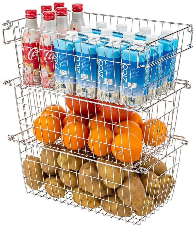 Stackable Chest Freezer Baskets Organizer Bins, Stackable Wire Baskets ...