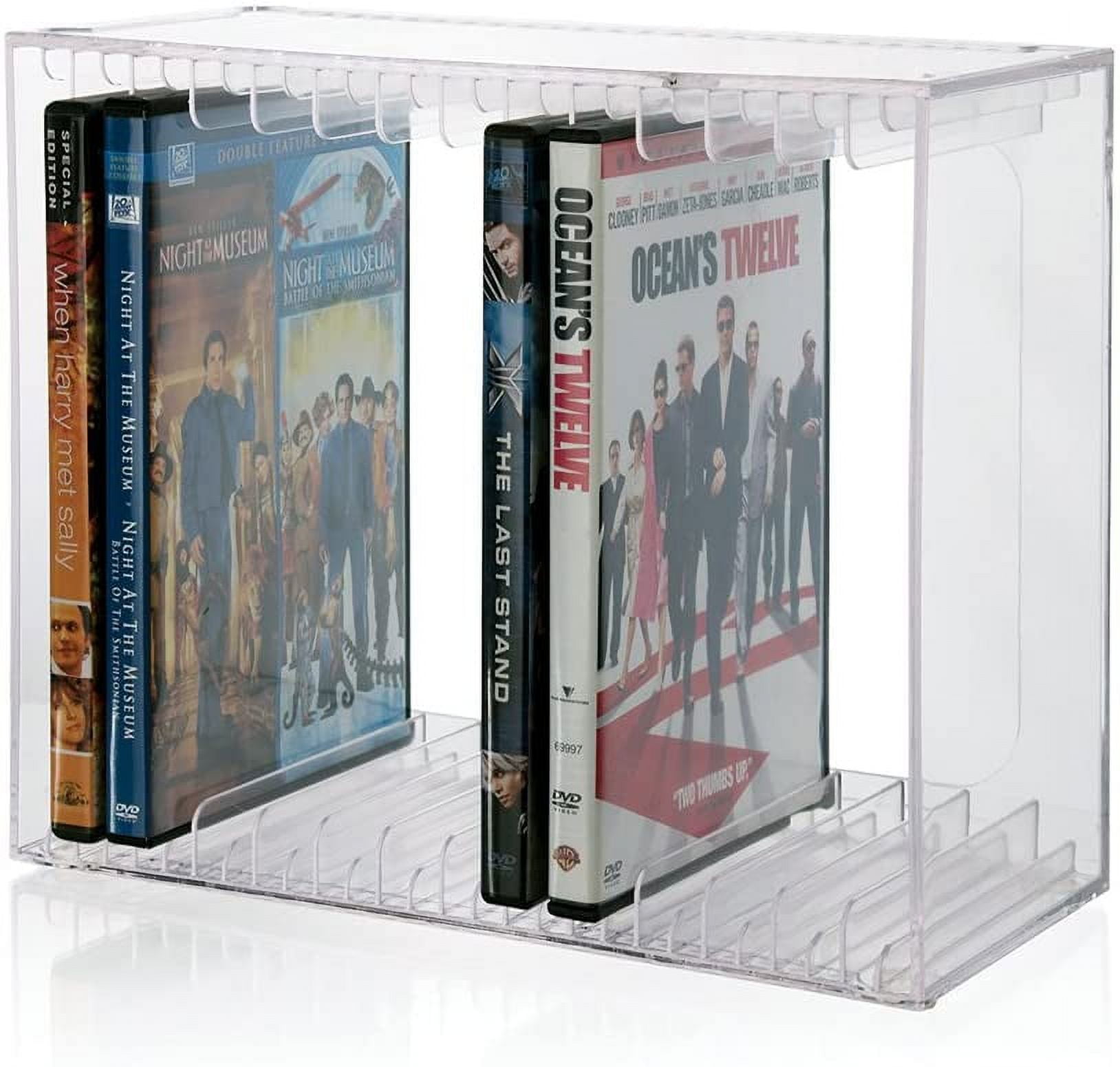 Stackable Clear DVD Holder - Holds 14 Standard DVD Cases - Walmart.com