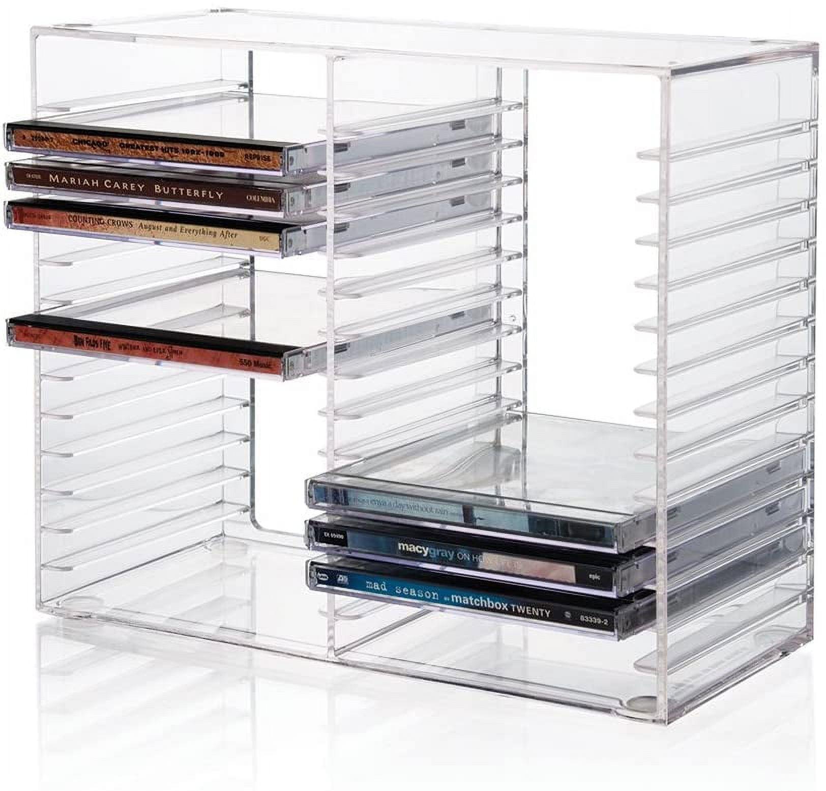 Stackable Clear Plastic CD Organizer with Rubber Feet | Rectangular ...