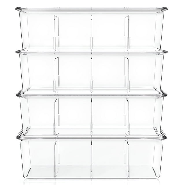 oannao Stackable Clear Refrigerator Organizer Bins with Lids, Large ...