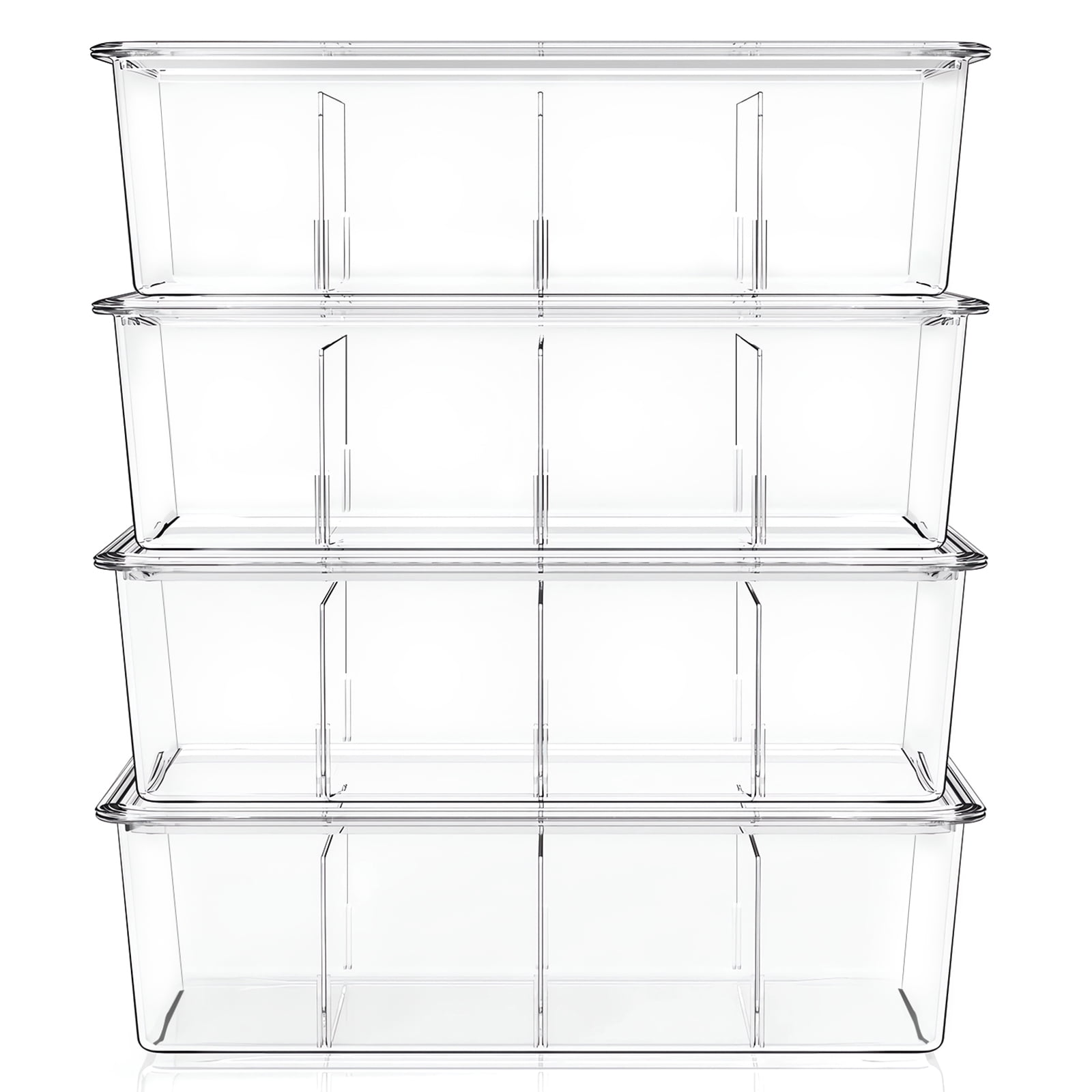 Stackable Clear Fridge Organizer Bins - Large Plastic Food Storage ...