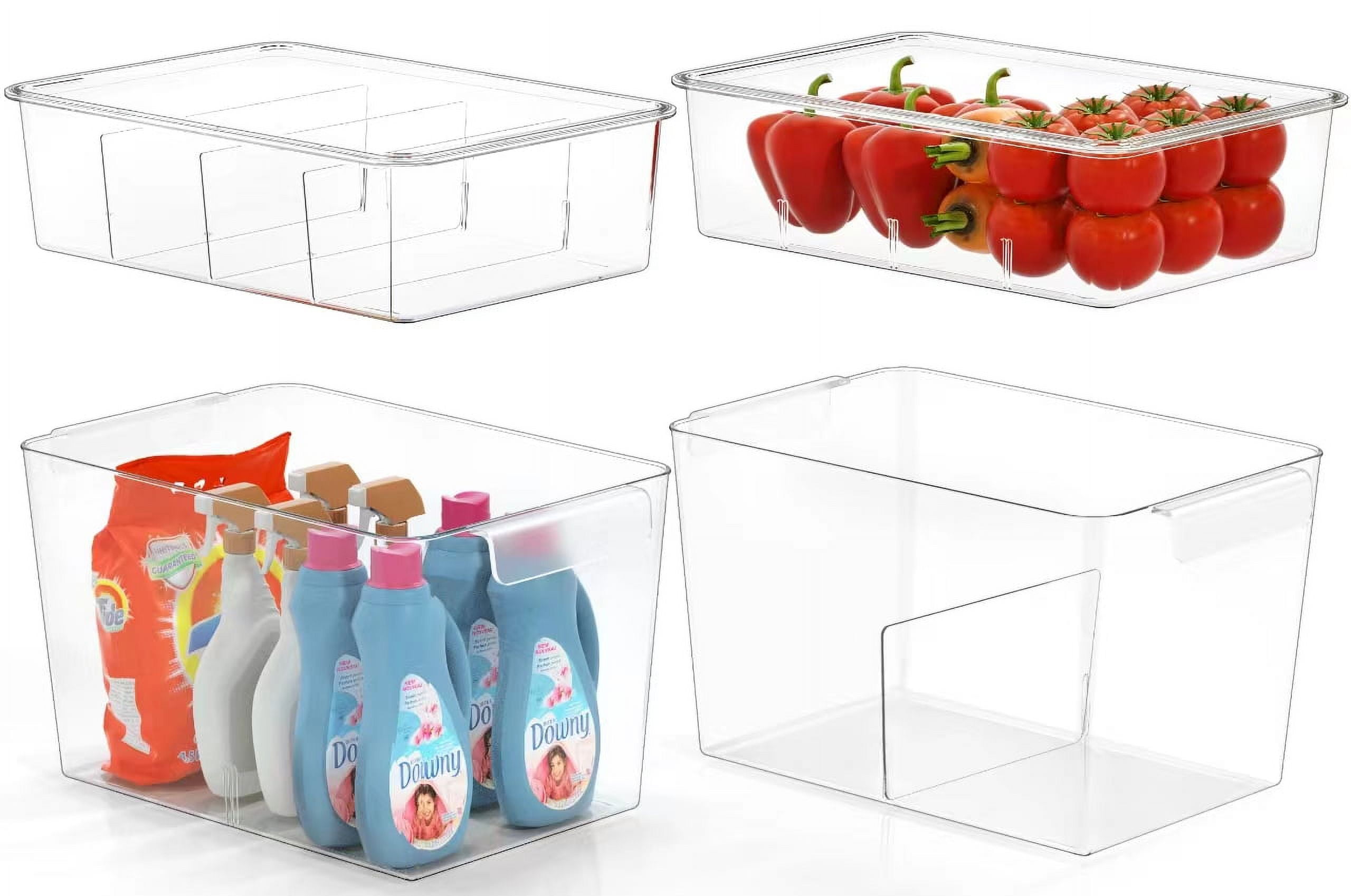 Stackable Clear Refrigerator Organizer Bins with Lids - Large Plastic ...